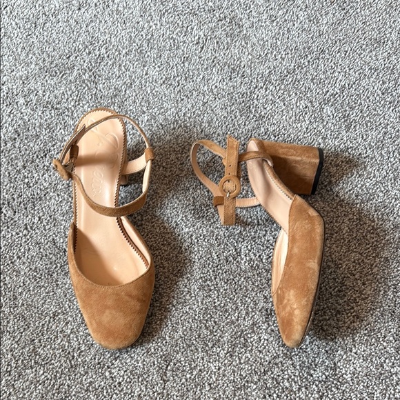 J. Crew | Shoes | J Crew Maisie Suede Block Heel Ankle Strap Pump ...